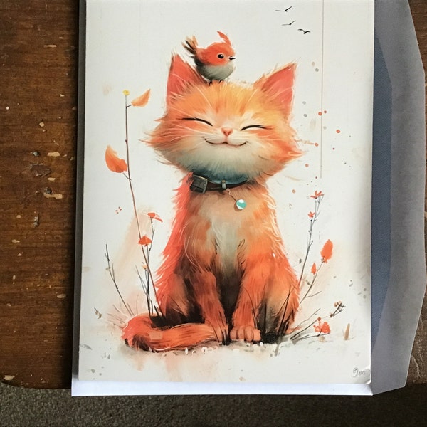 Customisable Ginger Cat Birthday Card Gift for Cat Parents or Cat ...