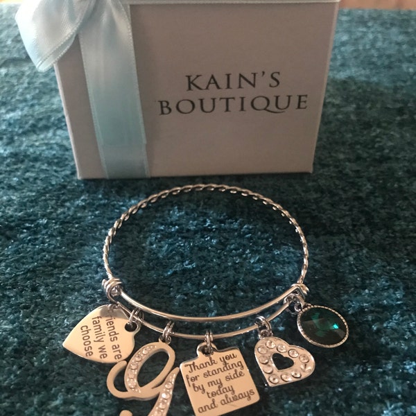 1 - 7 Birthstone Bracelet - Custom Engraved Bracelet - Personalized ...