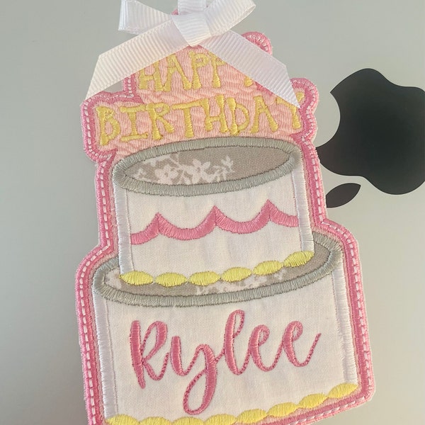 In the Hoop Happy Birthday Cake Bag Tag - in the Hoop - Digital Design ...