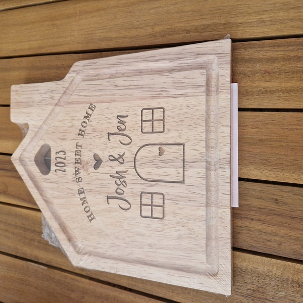 Home Sweet Home House Shaped Board Personalised House Warming Board ...
