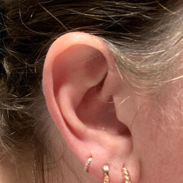 14K Solid Gold Vertical Helix Piercing/hidden Rook Dangle Earring ...