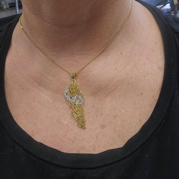 Iran Map Necklace With Arabic Calligraphy (18K GOLD / SILVER) - Etsy