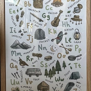 Ocean Alphabet Print Cute Sea Life ABC Poster A-Z Marine Animals ...
