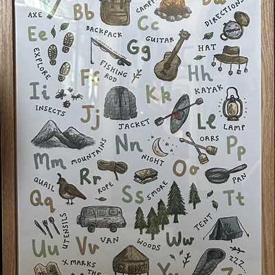 Australian Alphabet Print Illustrated ABC Poster A-Z Australia Alphabet ...