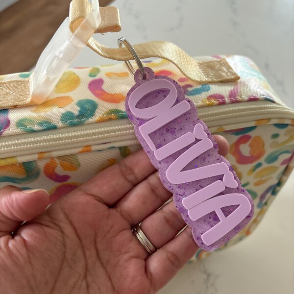 Personalized Keychain/ Acrylic Keychain / Diaper Bag Tag/ Lunch Box Tag ...