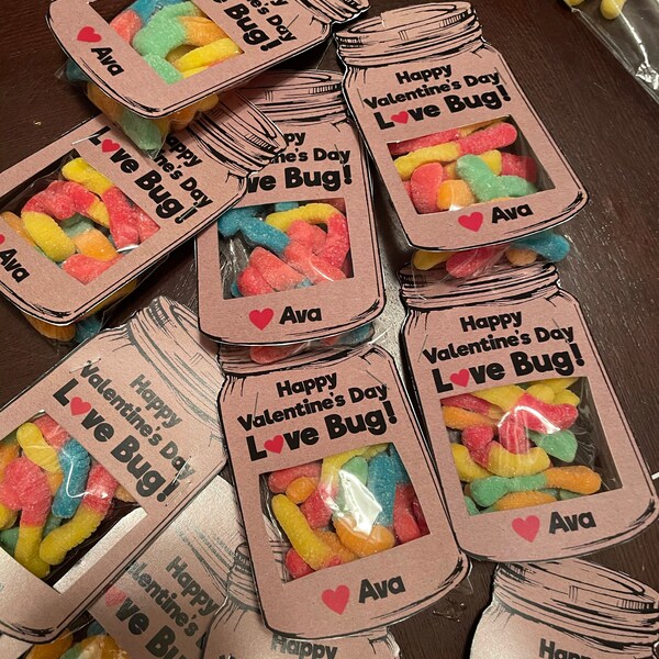 Love Bug Valentine Cards for Kids, PRINTABLE Classroom Valentines ...