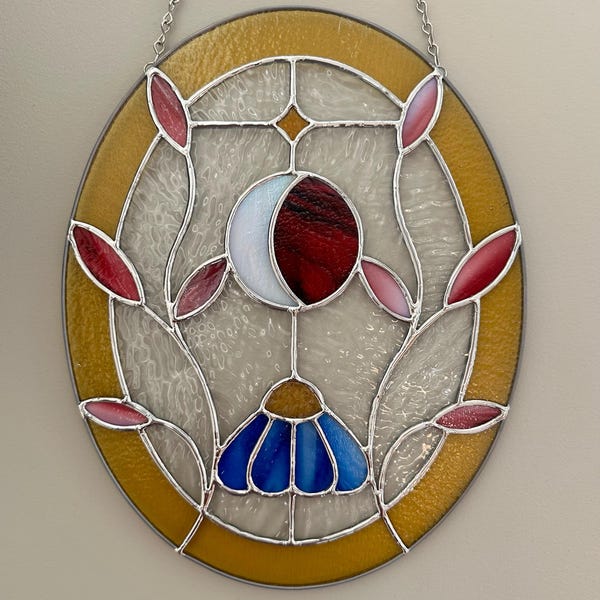 Mandala Moon Stained Glass Pattern, Stained Glass Patterns, Digital ...