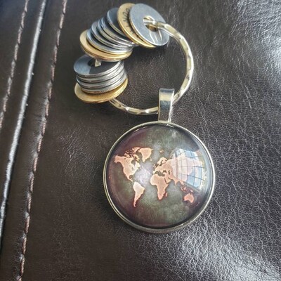 Vintage Map Keychain Map Jewelry Old Map Keyring World Map Key Ring ...