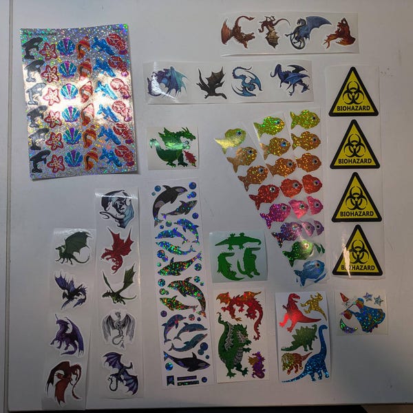 Holographic Winking Cat Sticker Reflective Rainbow Black Outline - Etsy