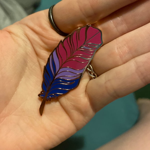 Bi Bisexual Pride Feather Enamel Pin LGBT - Etsy