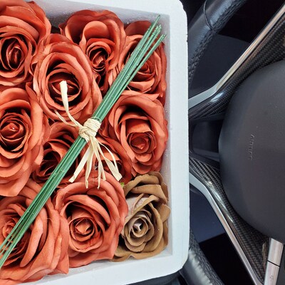 10pcs Rust Orange Realistic Fake Roses for DIY Wedding - Etsy