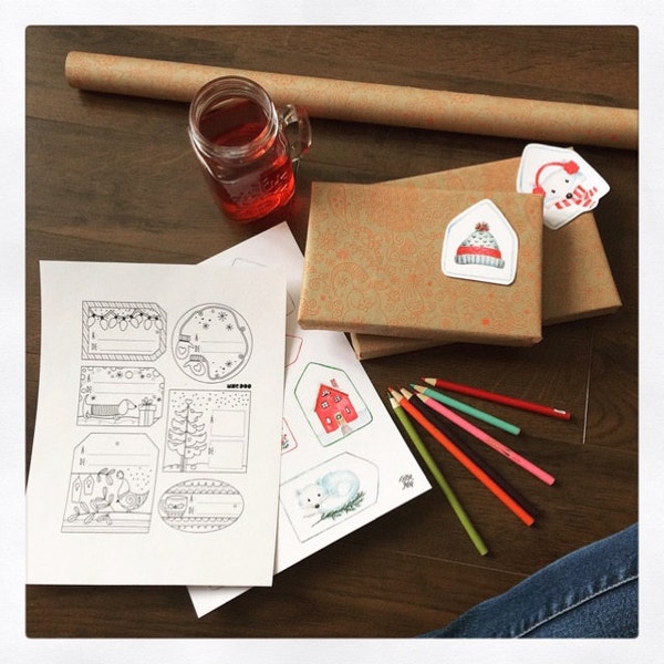 Printable Christmas Gift Tags to Download Watercolor Illustration for ...