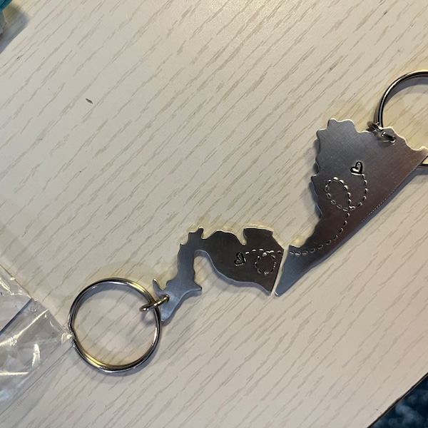 Choose Your State or Country Custom Long Distance Keychain Set - Etsy