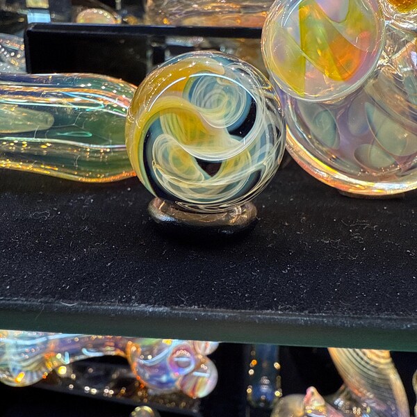 Borosilicate Glass Art Marble Silver Fume Spiral Galaxy Space Marble ...