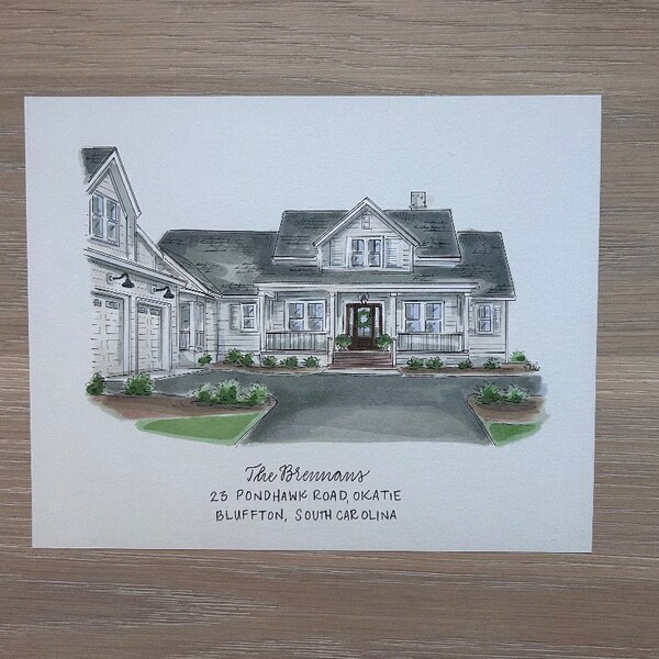 Custom House Drawing, House Illustration, House Painting, Realtor Gift ...