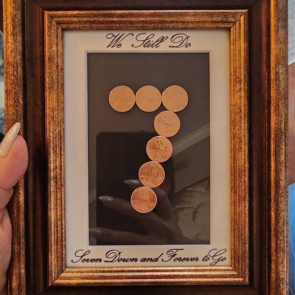 Copper Coin 7 Year Anniversary Gift - Framed 7 Configuration - Etsy