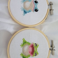 Frogs Cross Stitch Pattern PDF Bundle Blue Green Frog Embroidery ...