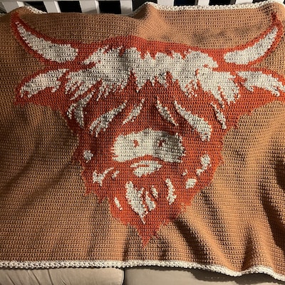 Highland Cow Single Crochet or C2C Graph Highland Cow Crochet Graph PDF ...