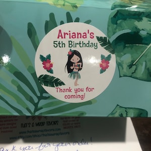 Personalized Glossy Hawaiian Luau Theme Birthday Party Favor Labels ...