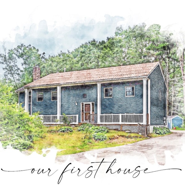 Our First Home Print, Homeowners Gift, Custom House Portrait, Digital ...