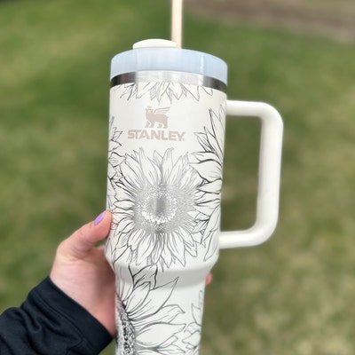 Engraved Stanley Tumbler, Laser Engraved Stanley, Flower Tumbler ...