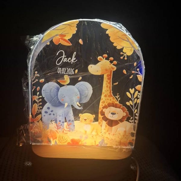 Personalised LED Animal Lamp,safari Jungle Animals Light,kids Night ...