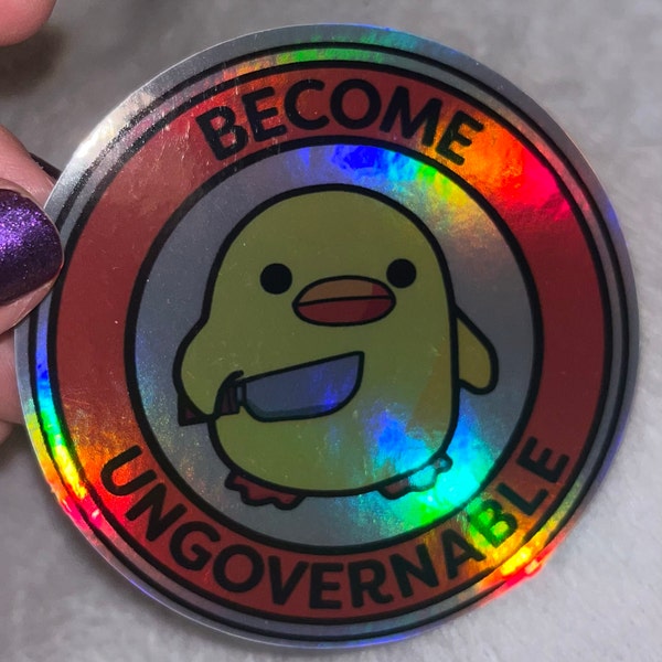 Become Ungovernable 3" Funny Sticker Waterproof Holographic Vinyl - Etsy