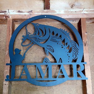 Fish Metal Name Sign, Bass Fishing Metal Monogram, Fishing Gifts for ...