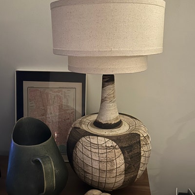 3-tier 18 Hardback Lamp Shade in Off-white Muslin Fabric With Edge ...