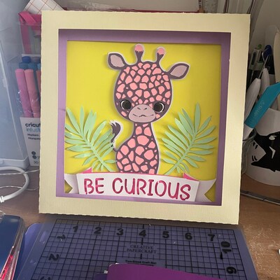 Giraffe Shadow Box SVG Template, Be Curious Layered Paper Cut Nursery ...