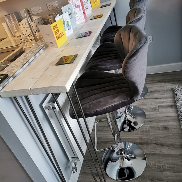 Rustic Breakfast Bar, With Steel Hairpin Legs | Reclaimed Wood ...