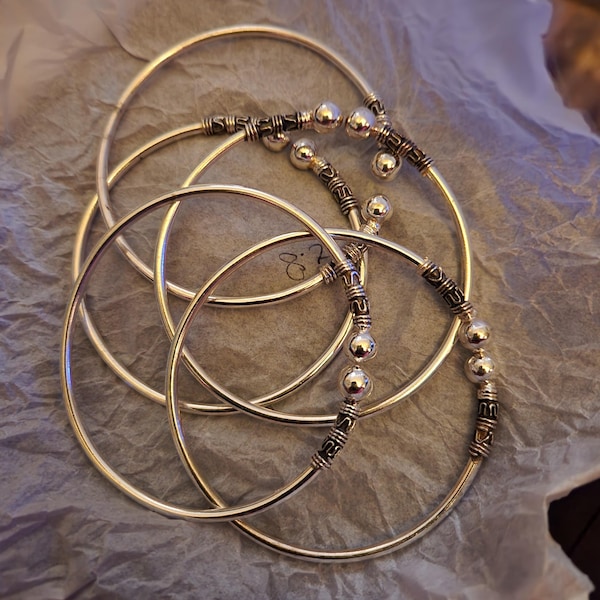 Stacking Bangle in Sterling Silver, Sterling Silver Bangle Set, Set of ...