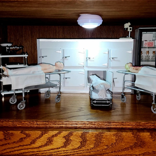 1:12 Scale Mortuary Funeral Home Miniatures Set of White Medical Table ...