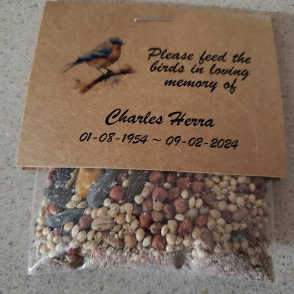 24 Bird Seed Funeral Favors Feed the Birds Baltimore Oriole Celebration ...