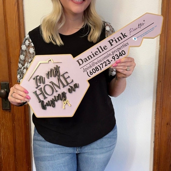 Just Closed, Key Sold Sign, 3D Closing Photo Prop, Lilac Cream Key Sign ...