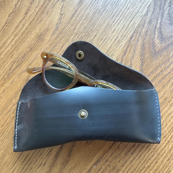 Leather Glasses Case Brown Slim Sunglasses Pouch Leather Eyeglasses ...