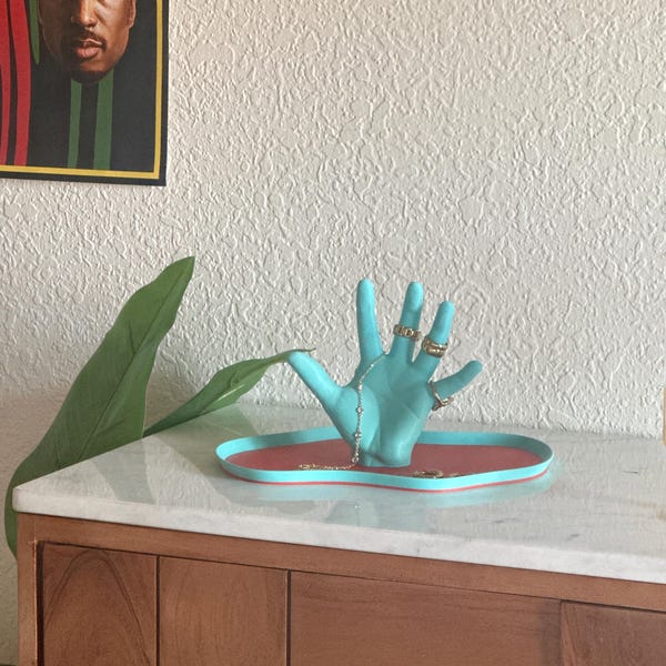 The Hand Tray - Catchall for Jewelry & Trinkets Orange Teal Fun Funky ...