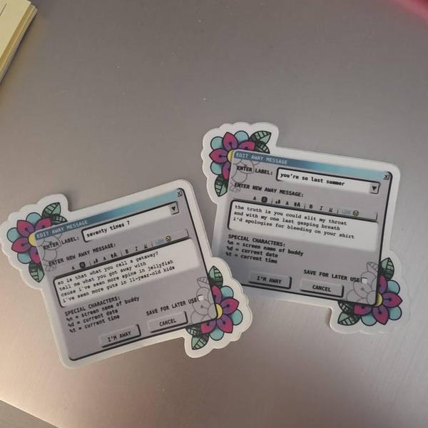 Classic Gray Aol Aim Away Message, Emo Elder Pop Punk Vinyl Sticker ...