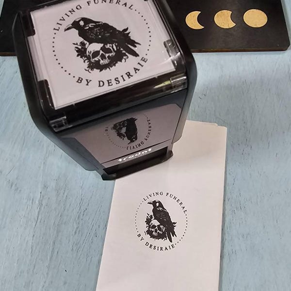 Horror Book Stamp Personalized | Raven on Skull Library Stamp Custom ...