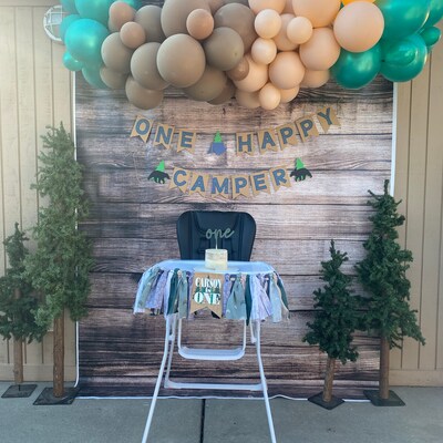 One Happy Camper Banner. Lumberjack Banner. Camping Birthday Banner ...