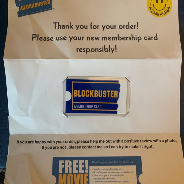 Blockbuster Membership Card - Etsy