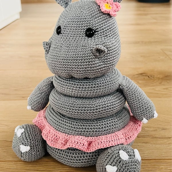 Hedgehog and Hippo Stacking Toy Crochet Pattern Bundle, PDF Hippo ...