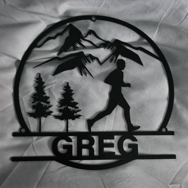 Custom Man Trail Running Metal Wall Art LED Light - Personalized Runner ...