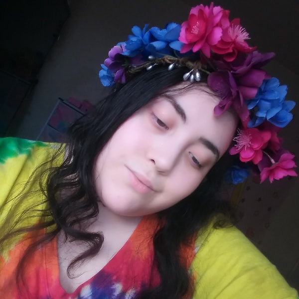 Dainty Bisexual Pride Flag Colors Flower Crown, Bisexual Pride Flower ...