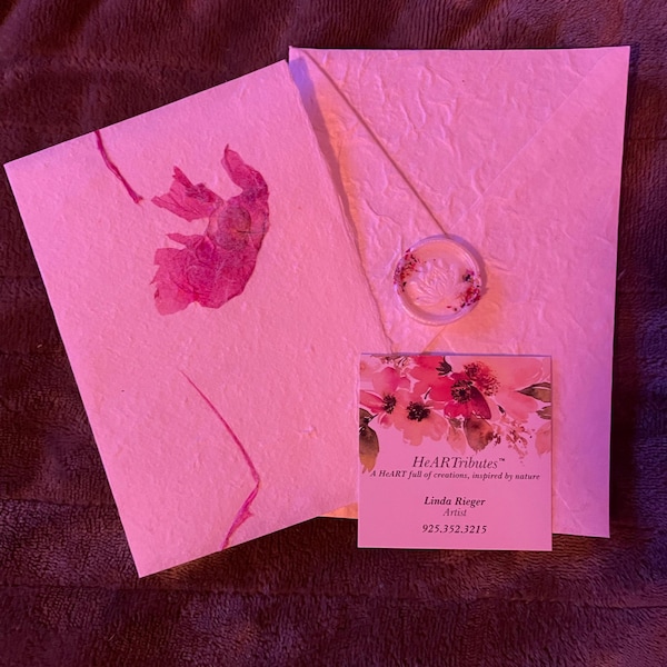 Real Flower Note Card Sets and Envelopes Handmade Mulberry Paper With ...