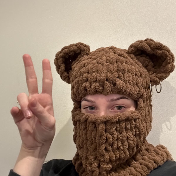 Bunny Balaclava, Bunny Beanie, Beanies With Ears, Crochet Balaclava Bunny, Knitted Bunny ...