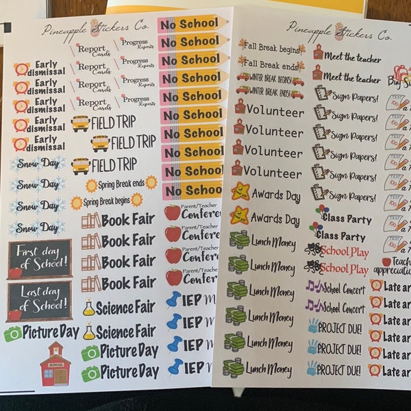 School Event Functional Planner Stickers Back to School Events - Etsy