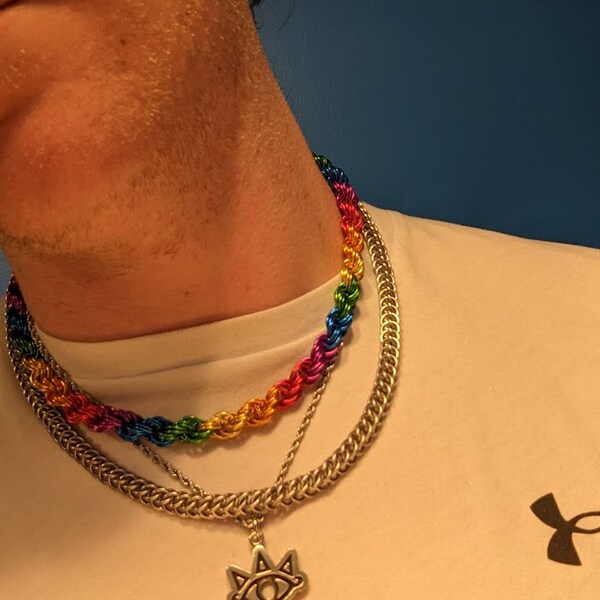 Chainmail Earrings Rainbow Rope Chain for Gay Pride and LGBTQ Support ...