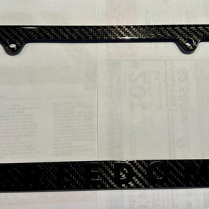 Custom Name / Logo Design License Plate Frame Black Premium 100% Carbon ...