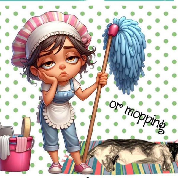 Funny Crazy Dog Lady Clipart Bundle, Witty Stickers, Whimsical Cartoon ...